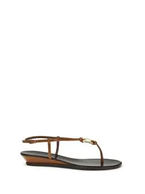 GIUSEPPE ZANOTTI Amhelia Leather Wedge Sandals With Gold-tone Embellishment - Brown