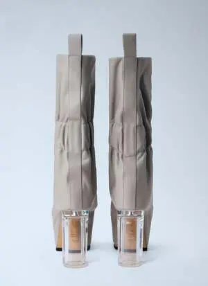 Rick Owens Gathered Leather Ankle Boots With Transparent Block Heel