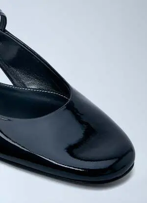 TOTEME Patent Leather Slingback Flats - Black