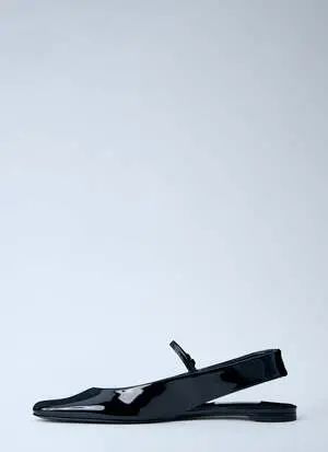 TOTEME Patent Leather Slingback Flats - Black