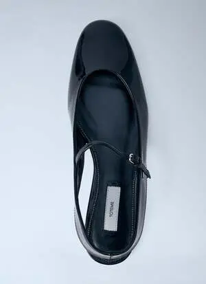 TOTEME Patent Leather Slingback Flats - Black