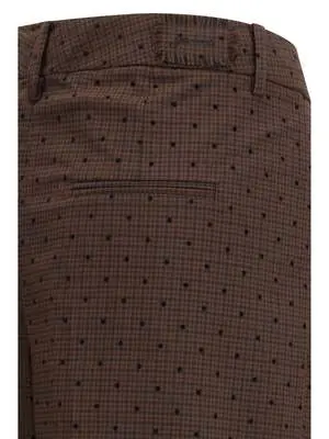 GANNI Flocked Plaid Crossover Pants - Brown
