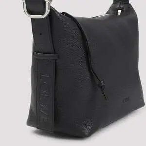 Loewe Loop Hobo Bag In Grained Calf Leather - Black