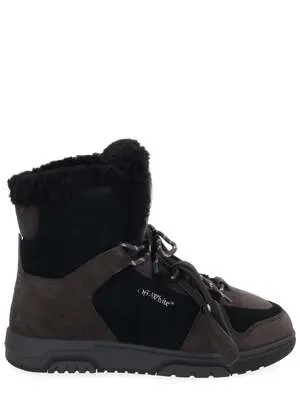 Off-White Lace-up Leather And Shearling Boots
