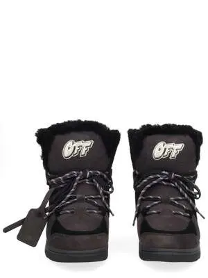 Off-White Lace-up Leather And Shearling Boots