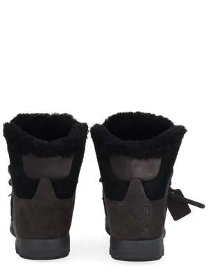 Off-White Lace-up Leather And Shearling Boots
