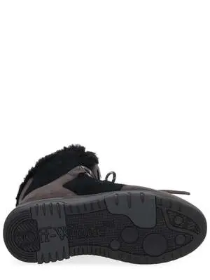 Off-White Lace-up Leather And Shearling Boots