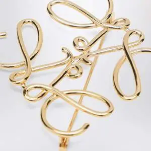 Loewe Anagram Brooch In Gold Metal - Silver