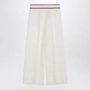 Valentino Garavani Virgin Wool And Silk Trousers With Gold V Detail - Multicolor