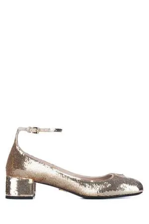 Prada Sequined Mules With Ankle Strap