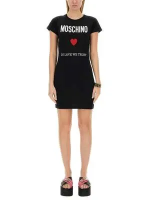 Moschino Printed Cotton T-shirt Dress - Black