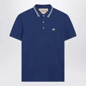 Valentino Garavani Polo Shirt With Vlogo Patch - Blue