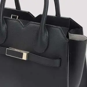 VALEXTRA Calf Leather Milano Mini Handbag - Black