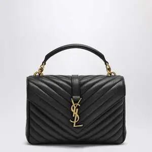 Saint Laurent Medium College Bag In Quilted Leather - Black
