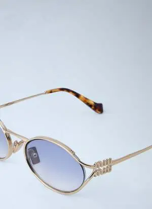 Miu Miu Oval Sunglasses With Metal Frames