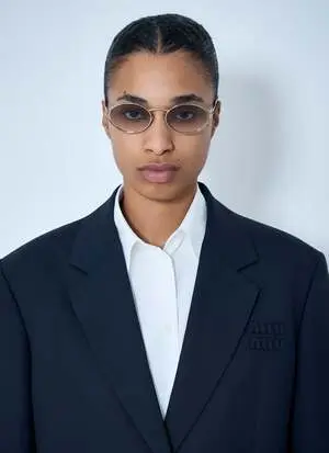 Miu Miu Oval Sunglasses With Metal Frames