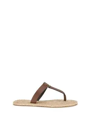 Saint Laurent Babylone Leather Thong Sandals - Brown