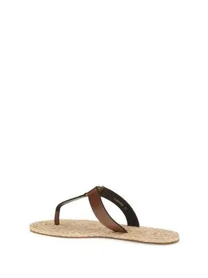 Saint Laurent Babylone Leather Thong Sandals - Brown