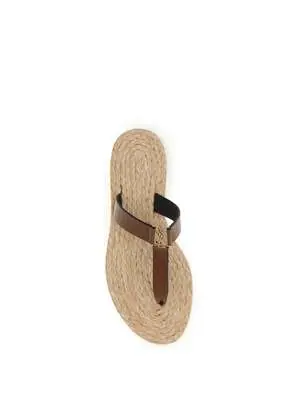 Saint Laurent Babylone Leather Thong Sandals - Brown