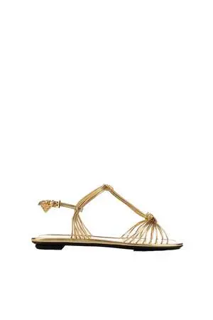 Prada Metallic Knot Detailing Flat Sandals - Multicolor
