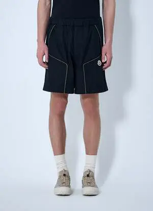 Moncler Technical Shorts With Contrast Stitching - Black