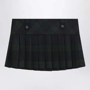 Miu Miu Pleated Check Wool Mini Skirt - Multicolor