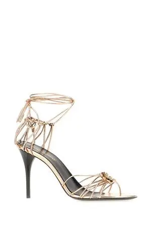 Saint Laurent Metallic Strappy Heeled Sandals
