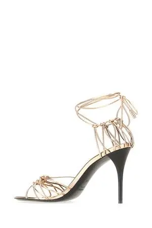 Saint Laurent Metallic Strappy Heeled Sandals