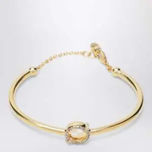 Fendi Gold-finish Metal And Crystal Ever Round Bracelet - Silver