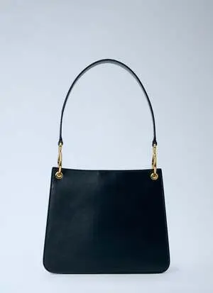 JIL SANDER Structured Leather Shoulder Bag - Black