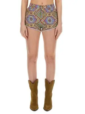 Etro Paisley Print Cotton Blend Shorts