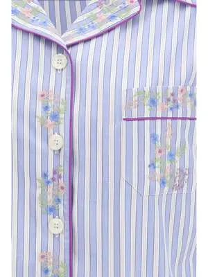 Dolce & Gabbana Striped Embroidered Floral Short-sleeve Shirt