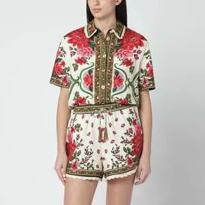 Farm Rio Linen-blend Floral Print Shirt - Multicolor