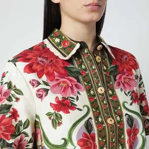 Farm Rio Linen-blend Floral Print Shirt - Multicolor