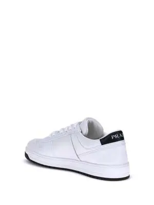 Prada Leather Sneakers With Enameled Logo Plaque - White