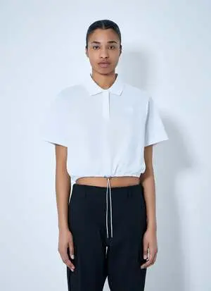 Moncler Cropped Drawstring Polo Shirt