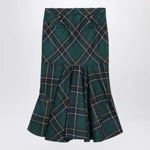 Alexander McQueen Wool Tartan Flared Midi Skirt