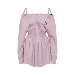 Miu Miu Striped Cotton Off-the-shoulder Dress - Multicolor