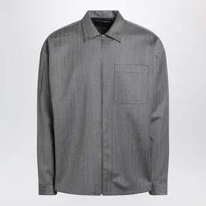 Prada Wool Overshirt With Zip - Gray