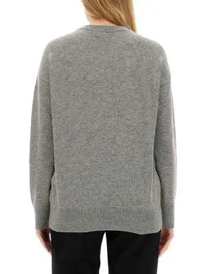 Burberry Cashmere Sweater With Kilt Pin Detail - Gray