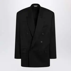 Balenciaga Double-breasted Oversized Wool Blazer - Black