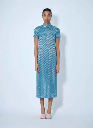 Dries Van Noten Striped Midi Shirt Dress - Blue