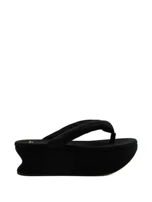 Balenciaga Black Logo Detail Platform Thong Sandals - Multicolor