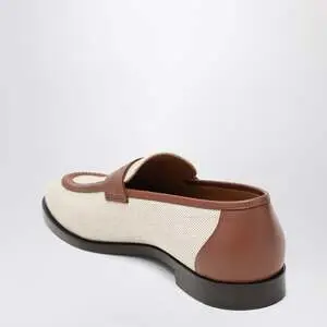 Loro Piana Sergio Loafers In Canvas And Leather - Cream