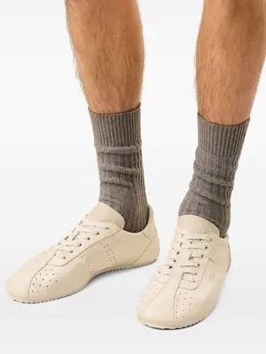 Ami Ivory Leather Perforated Lace-up Sneakers