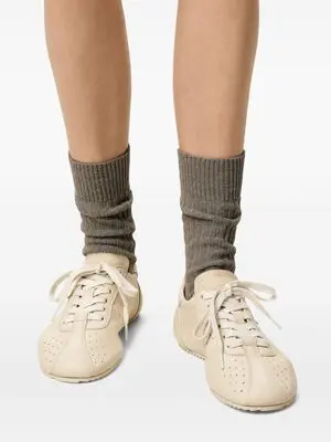 Ami Ivory Leather Perforated Lace-up Sneakers