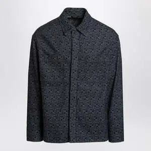 Fendi Ff Jacquard Denim Shirt Jacket - Blue