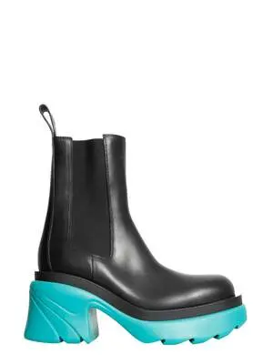 Bottega Veneta Leather Chelsea Boots With Contrast Sole - Black