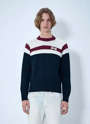 Marni Striped Crew Neck Sweater With Ribbed Trims