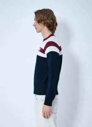 Marni Striped Crew Neck Sweater With Ribbed Trims